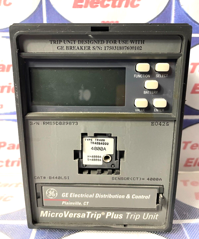 GENERAL ELECTRIC MICRO VERSA TRIP PLUS TRIP UNIT CAT# B440LSI D-0170 NP ...