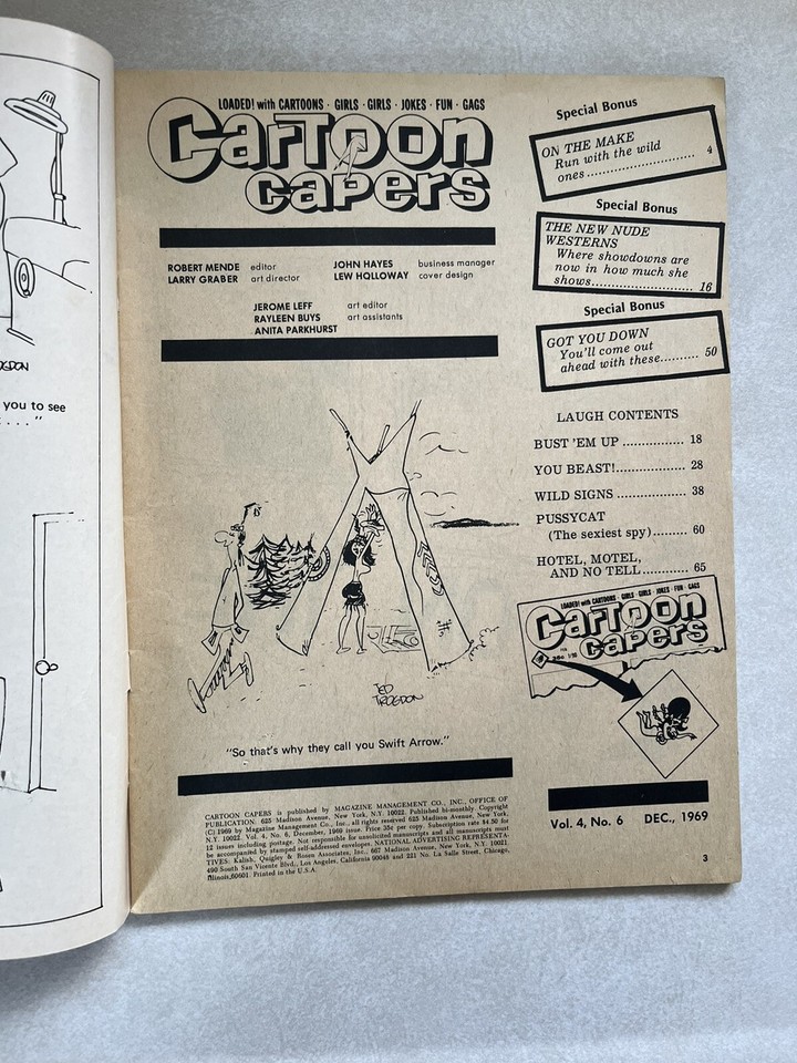 Cartoon Capers Dec 1969 Risque Adult Humor Satire Vol. 4 # 6 Magazine ...