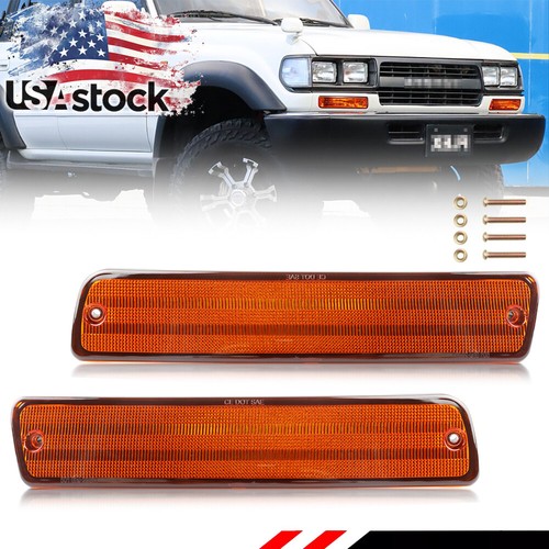 2X Amber Lens Front Bumper Turn Signal Lights For 91-97 Toyota Land ...