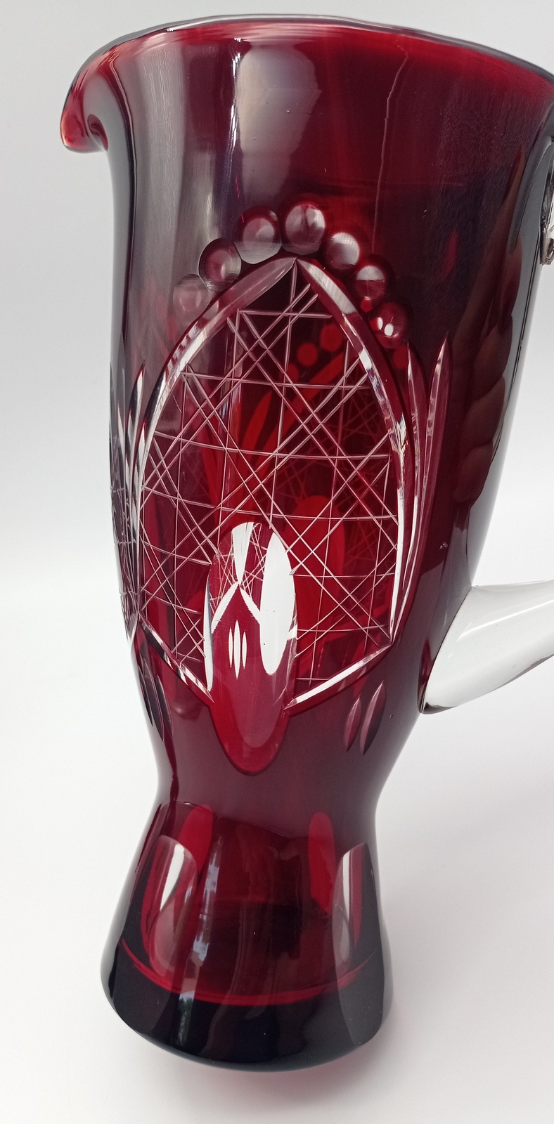 Vintage Bohemian Ruby Flash Drinking Set For Two, Red Pitcher With ...
