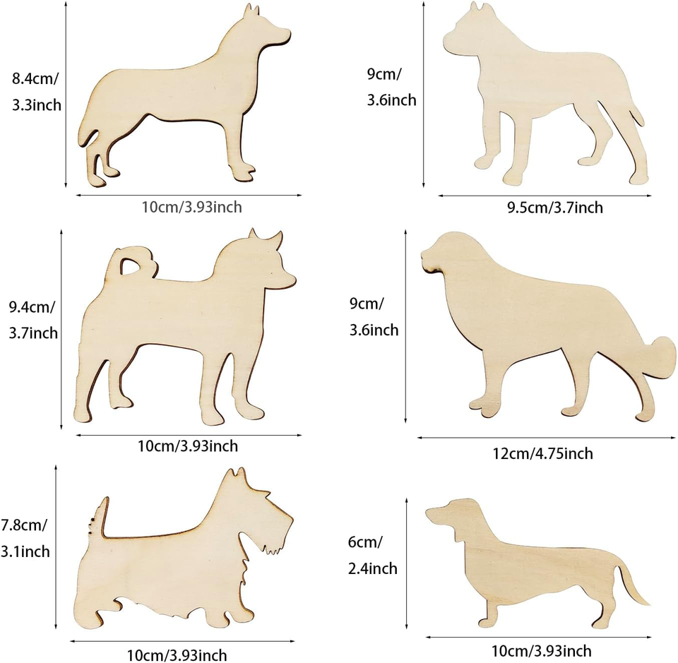 30 Pack Wooden Dog Puppy Paint Crafts - Unfinished Wooden Animal ...