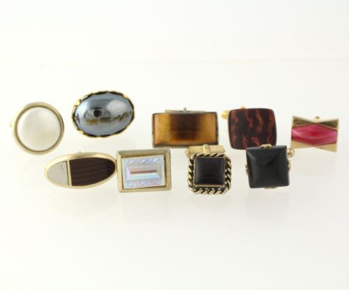 Lot of 9 Mismatched Cuff Links - Vintage Men's Estate Oval Lot of 9 Mismatched Cuff Links - Vintage Men's Estate Oval