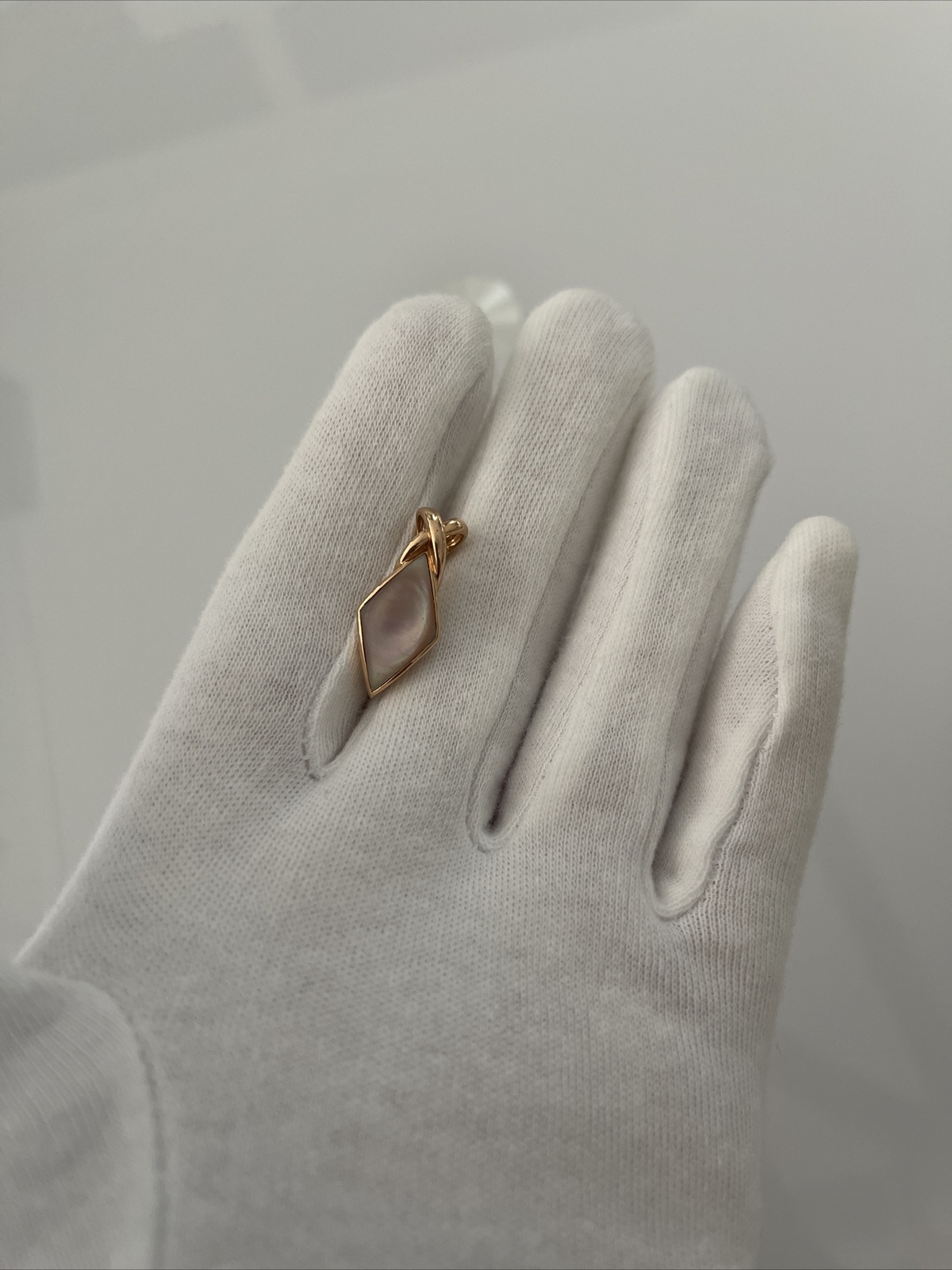 14k Rose Gold Pink Mother of Pearl MOP Enhancer Pendant. Large Bale. | eBay