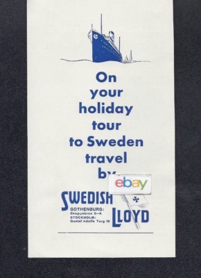 SWEDISH LLOYD LINE GOTHENBURG & STOCKHOLM ON HOLIDAY TOUR TRAVEL BY ...