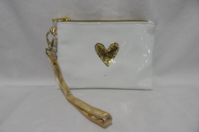 PAPER DESTINY glitter heart white wristlet wallet NWT | eBay