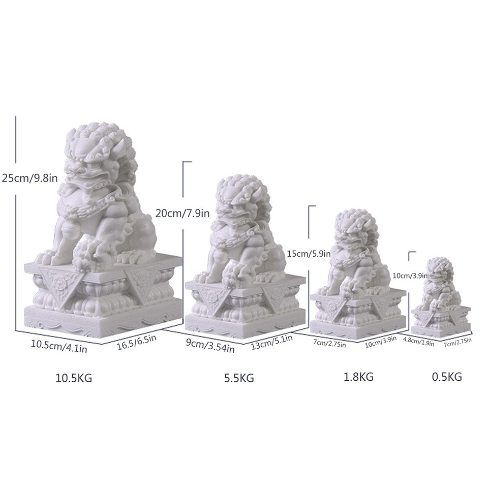 Large Size Foo Dogs Statues Pair Marble Feng Shui Guardian Lion Statues ...