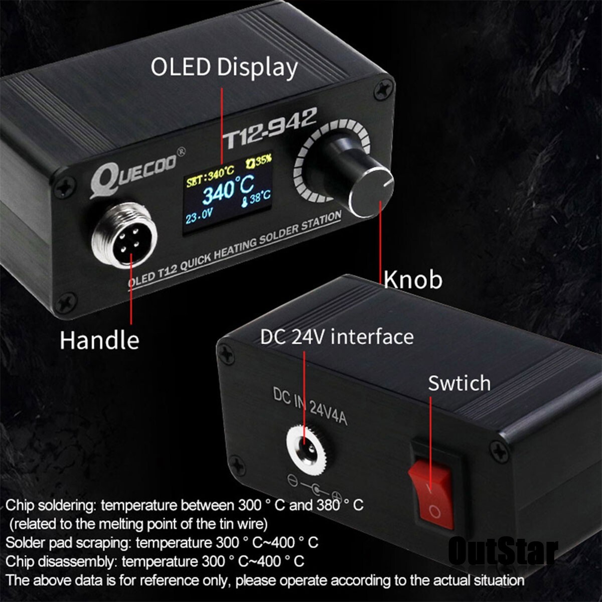 QUICKO T12-942 Mini OLED T12 Solder Station Kit w/ T12-K Soldering Tip ...