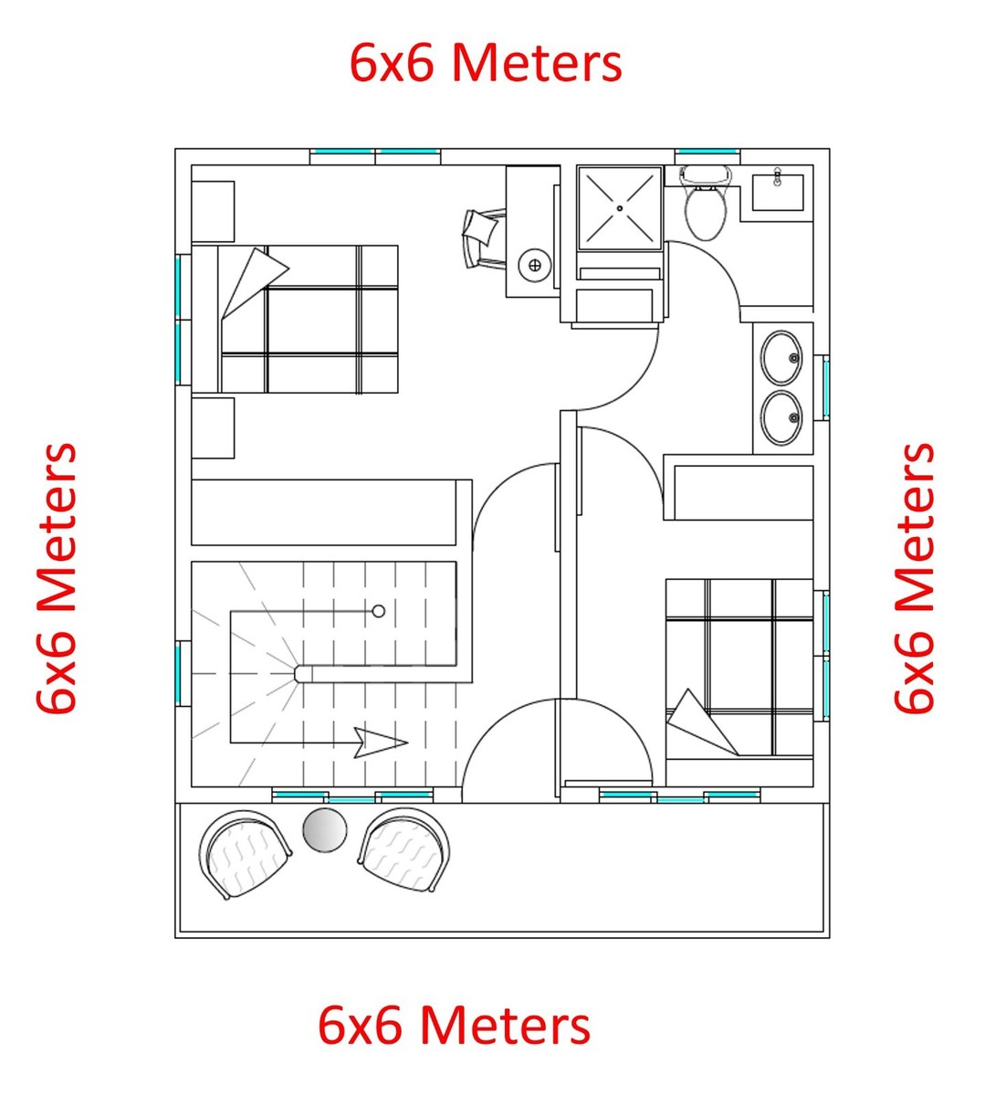 Modern Tiny House Floor Plans 20x20 2 Bedroom ADU Floor Plans