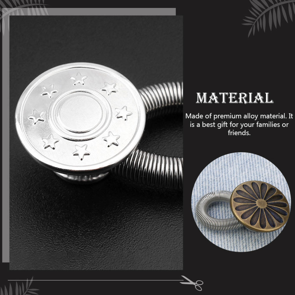 10 Pcs Spring Retractable Buttons Alloy Fastener Neck Extender Waist ...