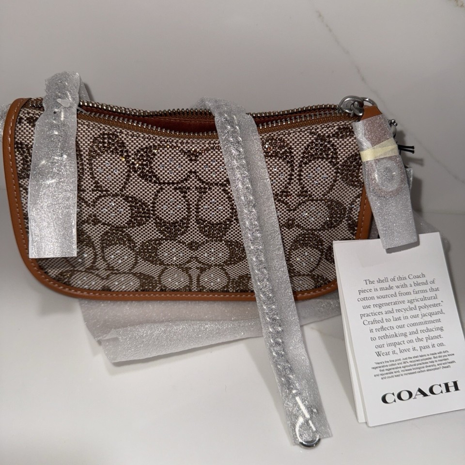 ️ Coach Swinger 20 Crystal In Burnished Amber Signature Jacquard ...