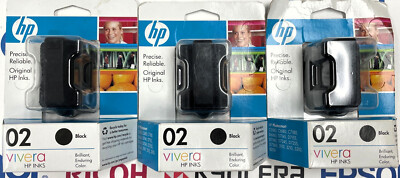 Black Genuine HP 02 Ink Cartridge HP Photosmart C5140 C5150 C6100 3pack ...