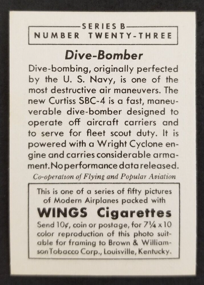 US Navy Dive Bomber 1940's Wings Airplane Midgee Card #23 (NM) | eBay