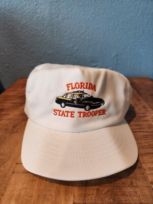 Vintage Florida State Trooper Police Hat Cap White Embroidered Graphics ...