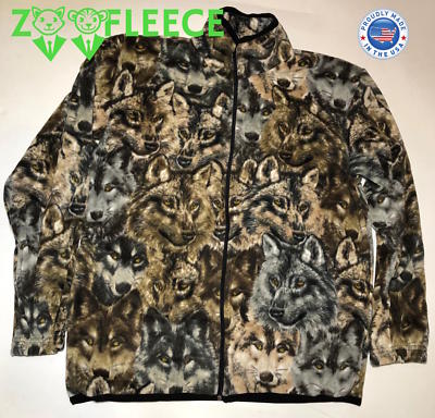 ZooFleece Wolf Camo Wolves Face Camouflage Jacket Winter Coat Sweater S ...