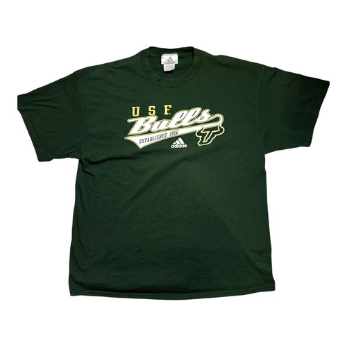 Adidas USF Bulls Graphic T Shirt Size XL Green and White Cotton Crew ...