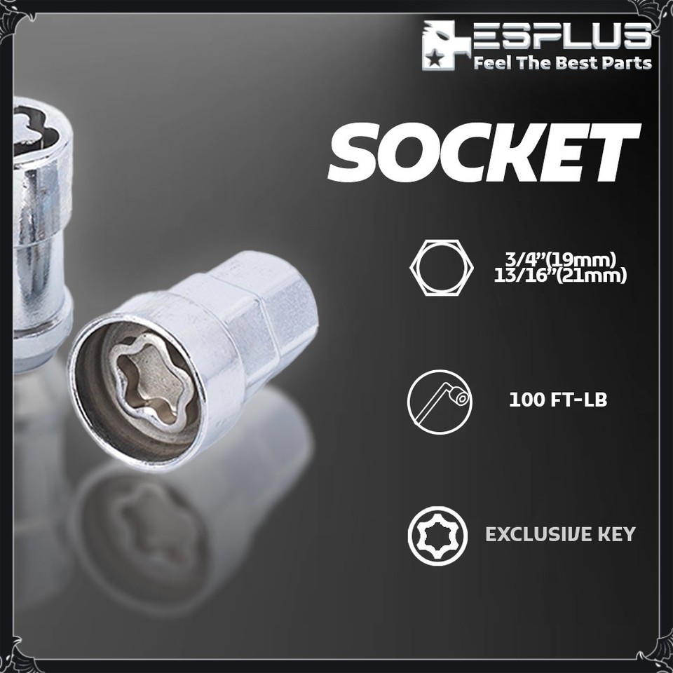 4 Pc Cadillac Wheel Lock W Key 14x1.5 Chrome Fit Newer ATS-V CT5 CT6 ...