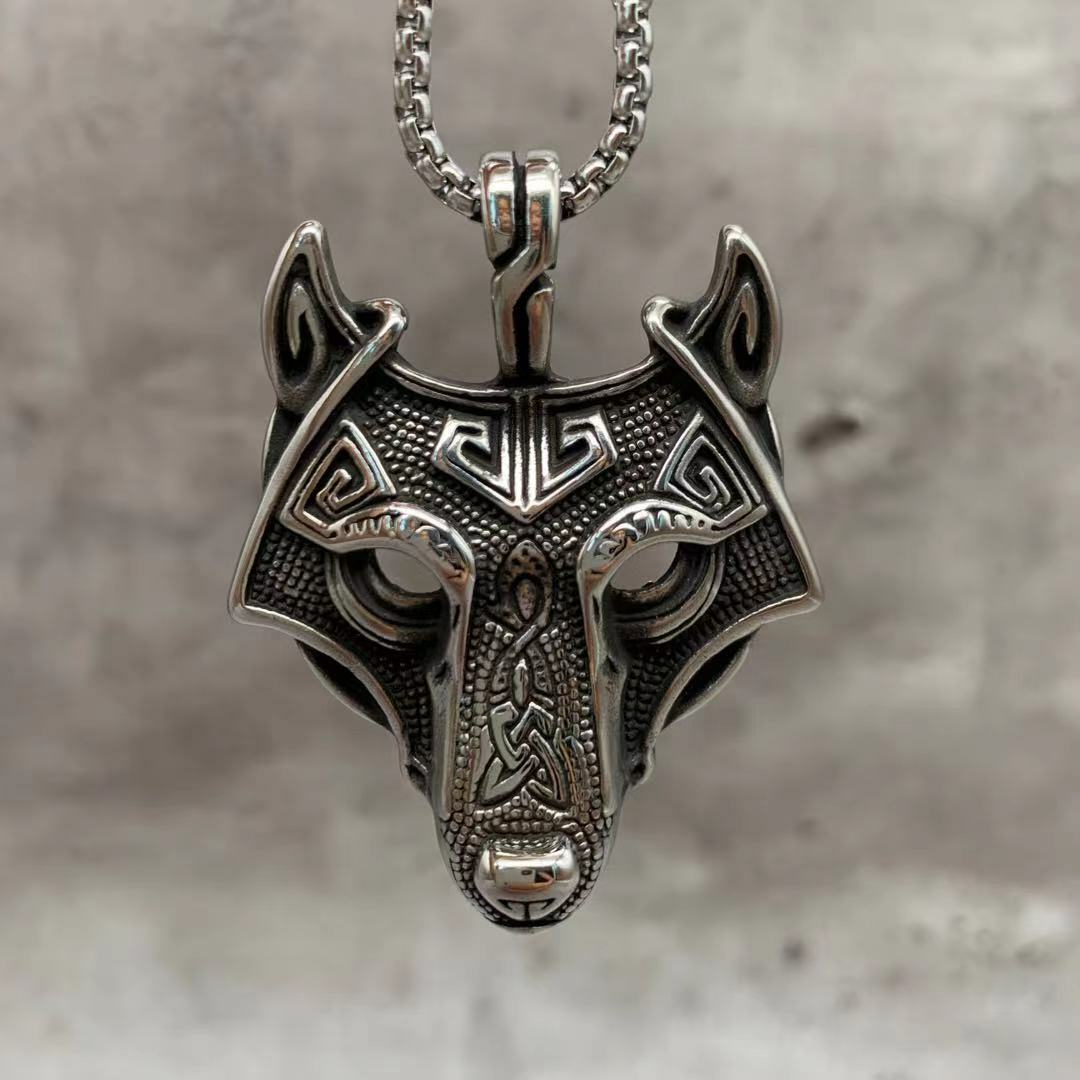 Mens Stainless Steel Viking Evil Eye Wolf Head Pendant Necklace Chain ...