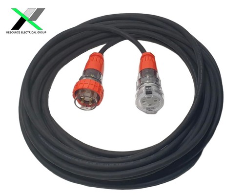 10 Amp 40m Extension Lead, 3 Phase, 4 pin, 415V 10A Heavy Duty Cable ...