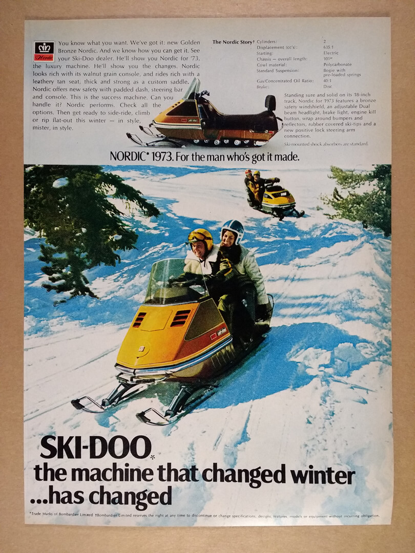 1973 Ski-Doo NORDIC Snowmobile vintage print Ad | eBay