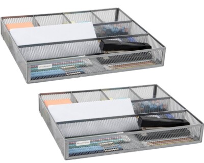 Drawer/Desk Organizer, Set of 2 Metal Mesh, 15" L x 12" W x 2.25" H ...