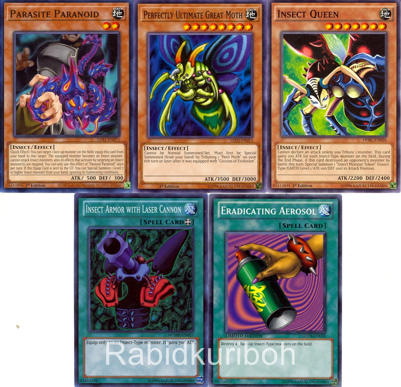 Yugioh Weevil Set - Perfectly Ultimate Great Moth, Insect Queen, Insect ...