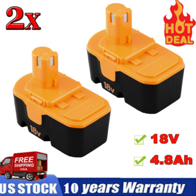 2X 18V Ni-Mh P100 Battery 4.8Ah Replace For Ryobi P100 P101 ABP1801 ...