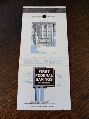 Vintage Matchbook: First Federal Savings of Detroit, MI | eBay