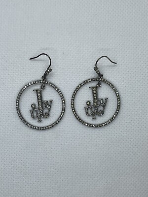 Juicy Couture Vintage Rhinestone Juicy Logo Hoop Dangle Earrings | eBay