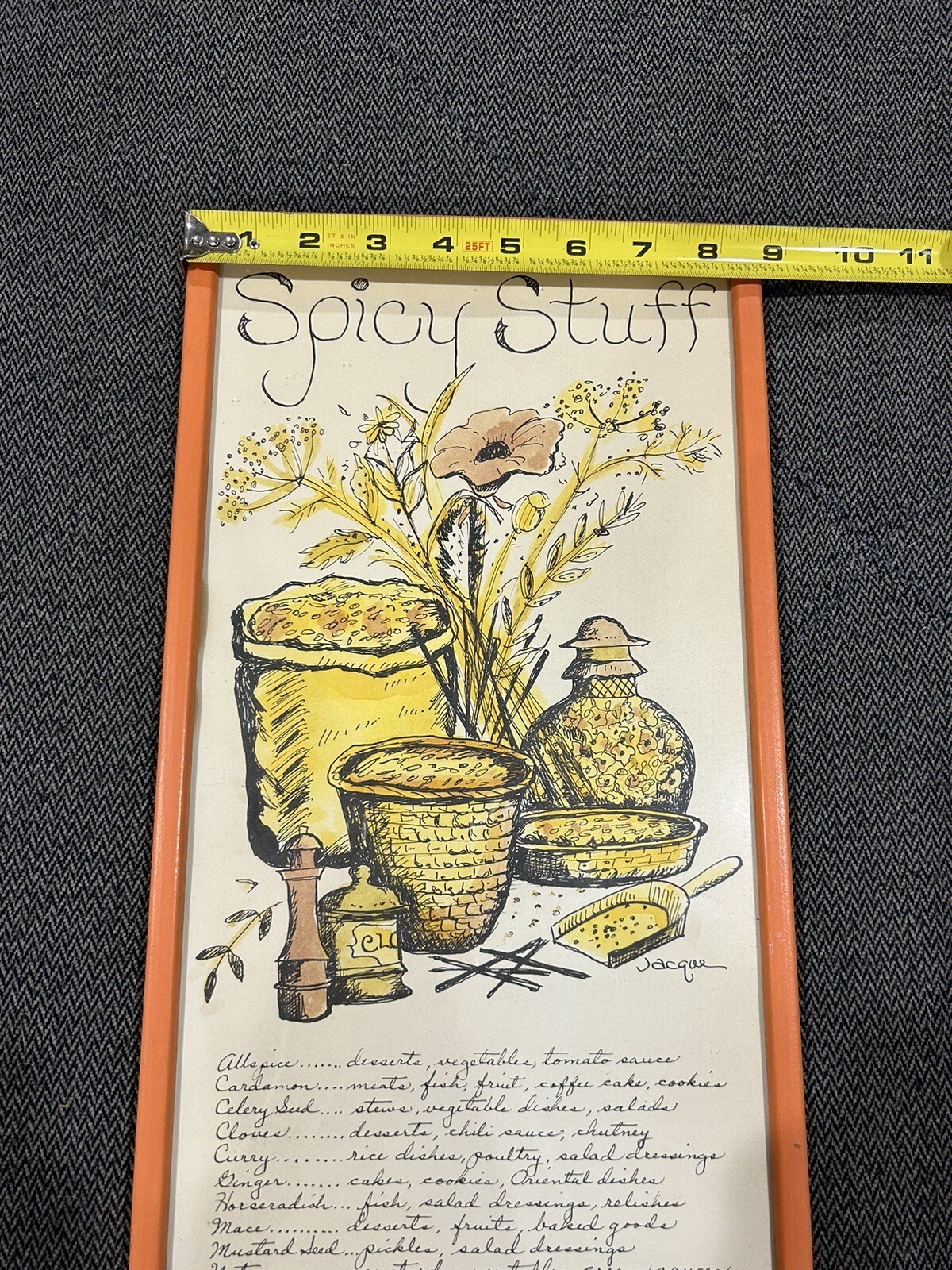 VTG 70’s Soovia Janis Spicy Stuff Recipe Wall Art Decor Signed JACQUE ...