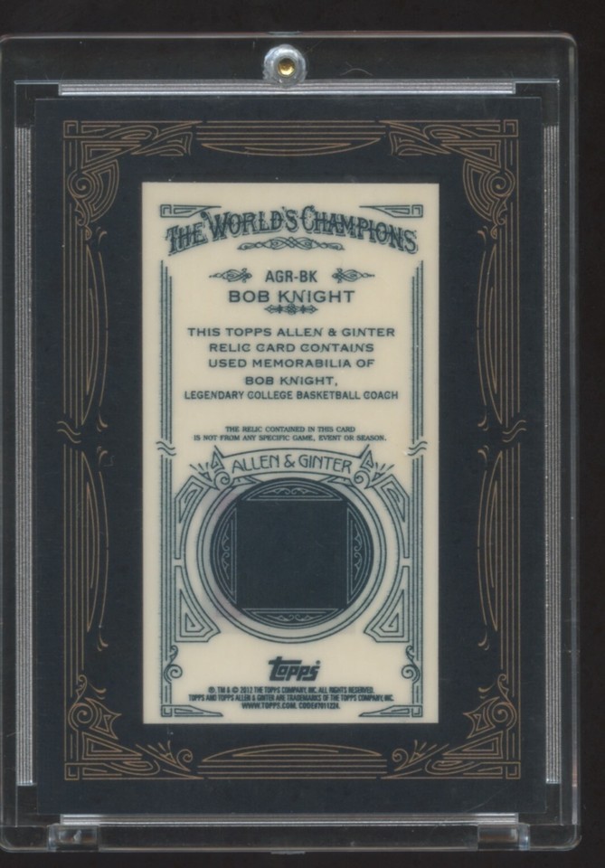 2012 ALLEN & GINTERS BOB KNIGHT GAME WORN 3 COLOR PATCH JERSEY SP NEVER ...