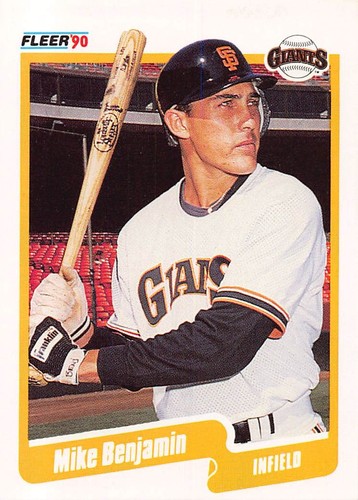 Mike Benjamin 1990 Fleer 51 San Francisco Giants Rookie Baseball Card ...