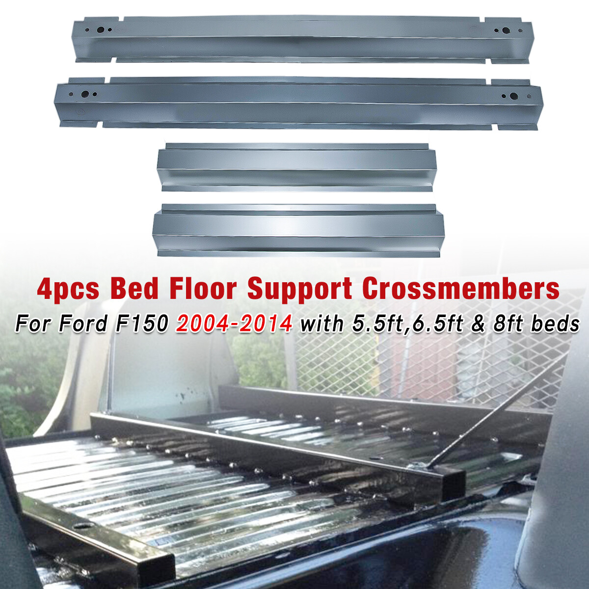For Ford F150 2004-2014 Truck Bed Supports Crossmembers Rails 5.5, 6.5 ...