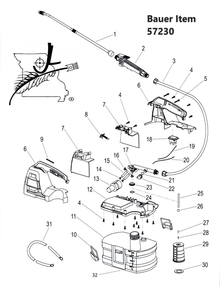 Harbor Freight Bauer Cordless 1 Gallon Chemical Sprayer Replacement ...