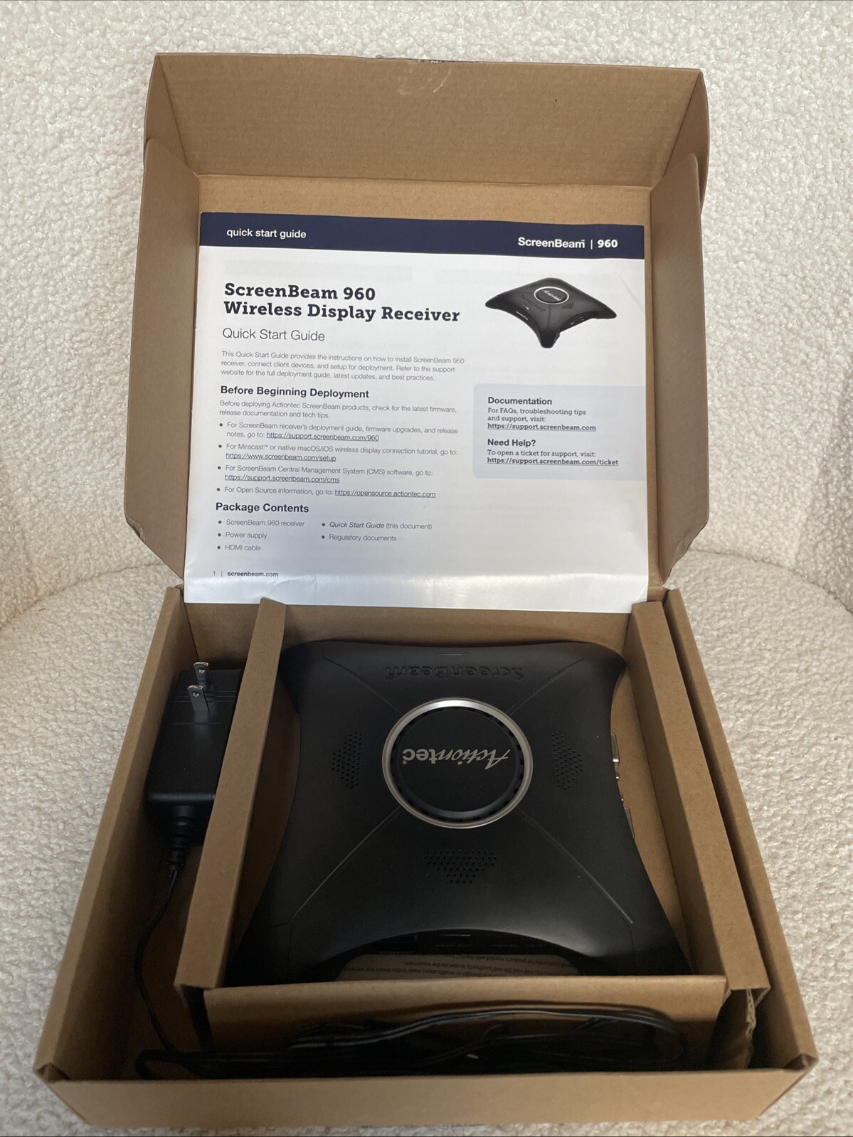 Actiontec ScreenBeam 960 Wireless Display Receiver & Adapter New Open ...