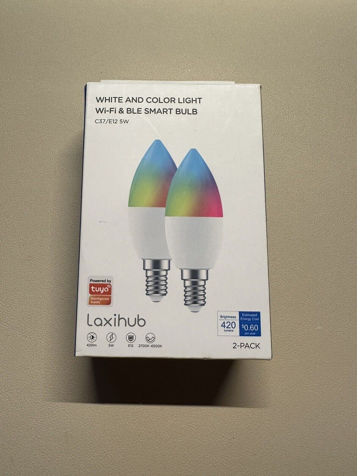 Laxihub Smart Bulbs White And Color Light Wi-Finand BLE C37/E12 5W 2 ...
