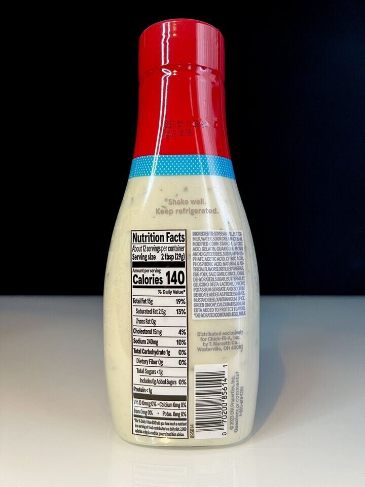 🟠 Brand New Official Chic Fil A Garden Herb Ranch Salad Dressing Bottle ...
