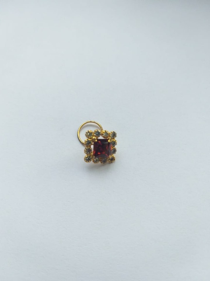 Designer Nose Pin Piercing Red Crystal Big Stud Jewelry Nose Screw Gold ...