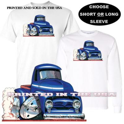 Ford 1946 Vintage Blue Pickup Truck Classic Koolart Cartoon Car Art T ...