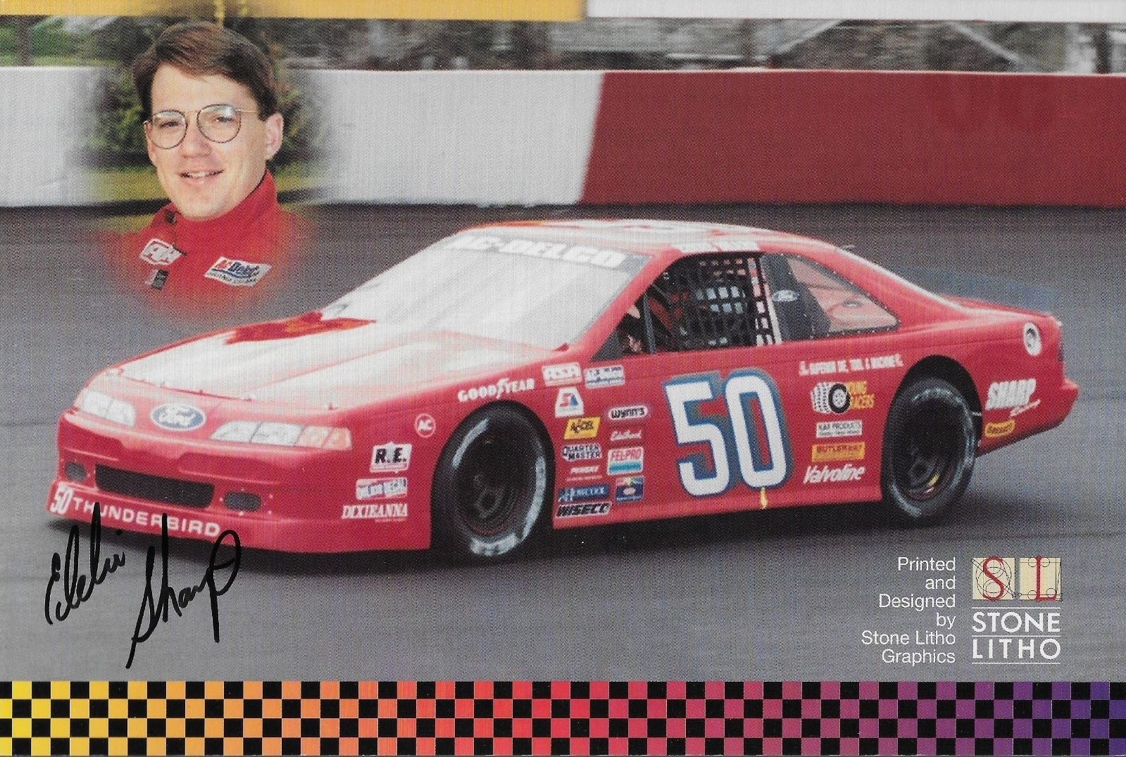 SIGNED 1995 EDDIE SHARP JR "SL STONE LITHO" #50 NASCAR ASA LATE MODEL ...
