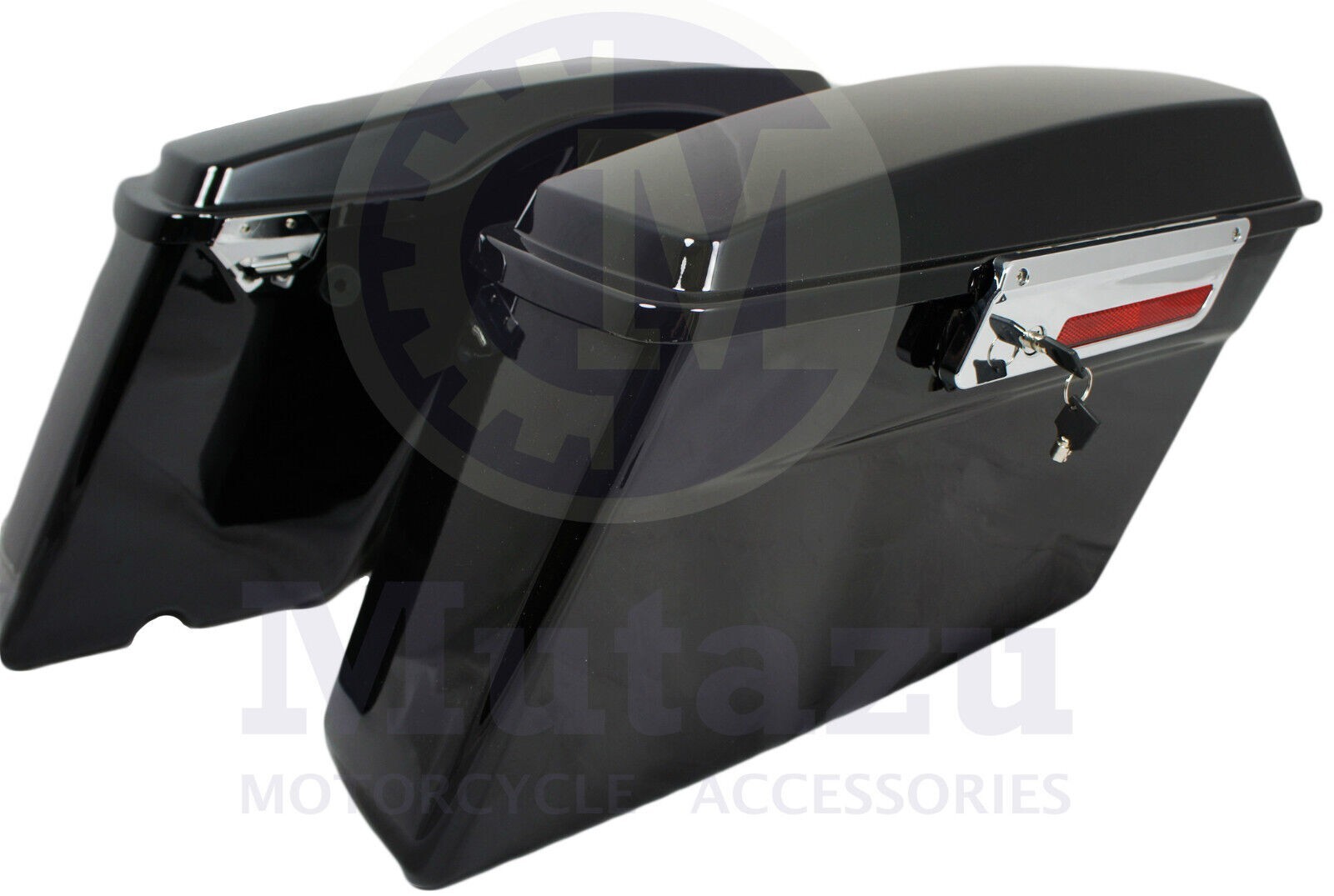Vivid Black Complete Stock Saddlebags+Conversion Brackets for Yamaha V ...
