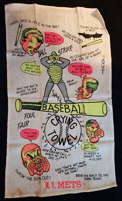 VERY RARE 1969 NEW YORK METS CRYING TOWEL LARGE 14" X 24" | eBay