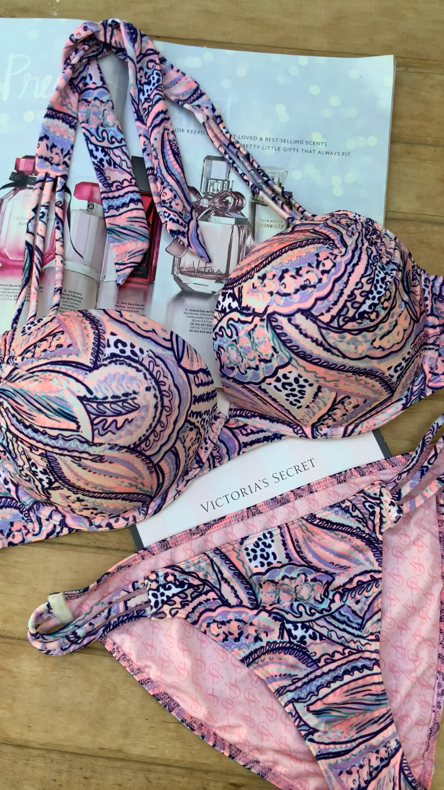 Victoria's Secret Paisley Bombshell Miraculous Halter Strappy Bikini ...