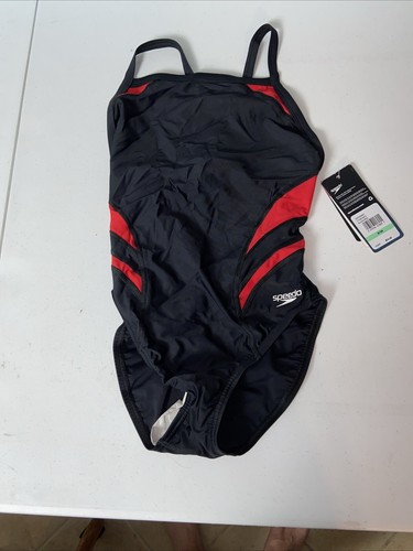 speedo powerflex eco Swimsuit 8/34 One Piece Women’s Black Red Beach ...
