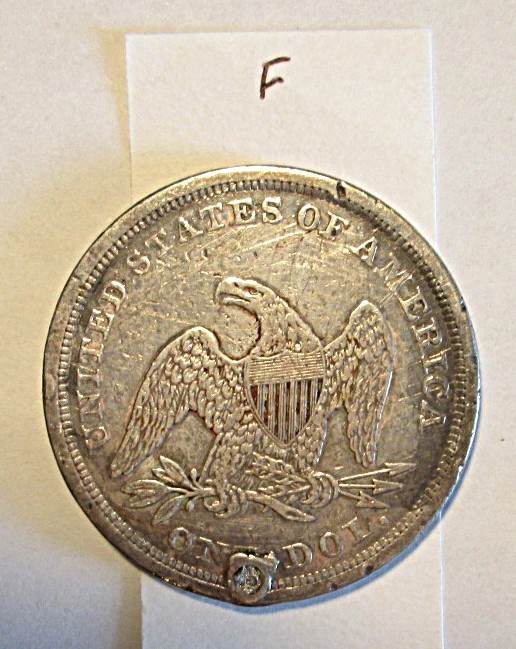 1843 United States Seated Liberty Silver Dollar $1 plug, cleaned ...