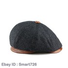 Retro Men's Sheepskin Woolen Octagonal Hat Beret Newsboy Painter Hats ...