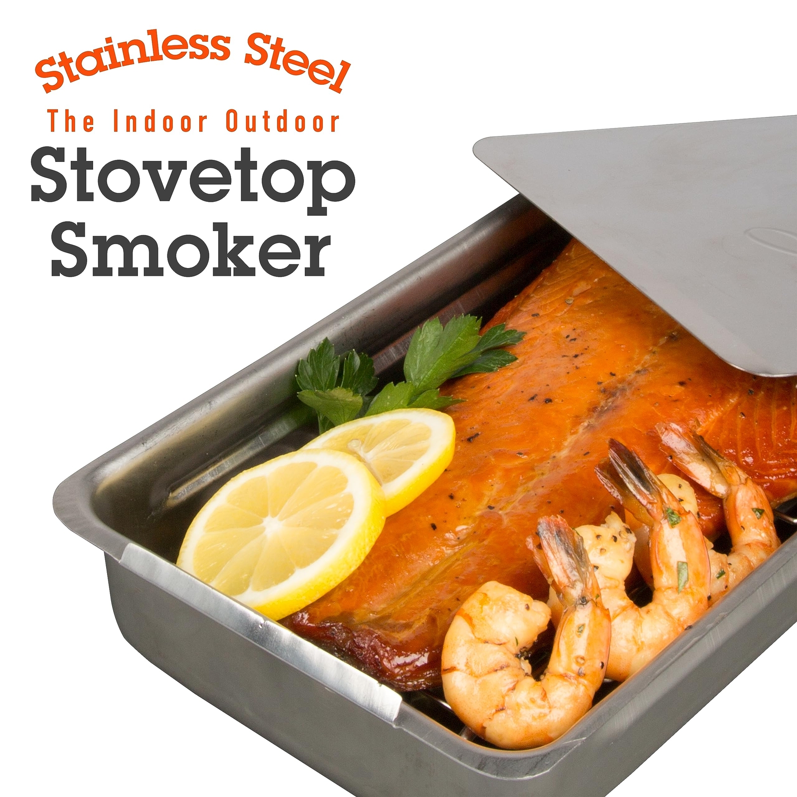 Indoor Outdoor Stovetop Smoker - Stainless Steel Barbecue Smoker Box w ...