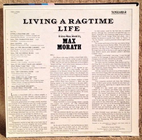 MAX MORATH LIVING A RAGTIME LIFE, 12" Vinyl LP, Vanguard 1967 | eBay