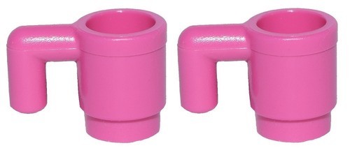 ☀️NEW Lego Lot 2 DARK PINK MUGS Minifigure Kitchen Coffee Food Drink ...