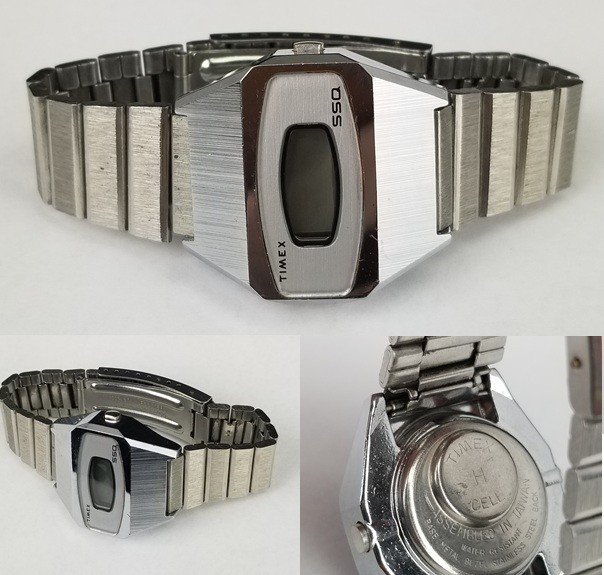 vintage digital LCD watch Timex SSQ 1970's h-cell stainless steel ...