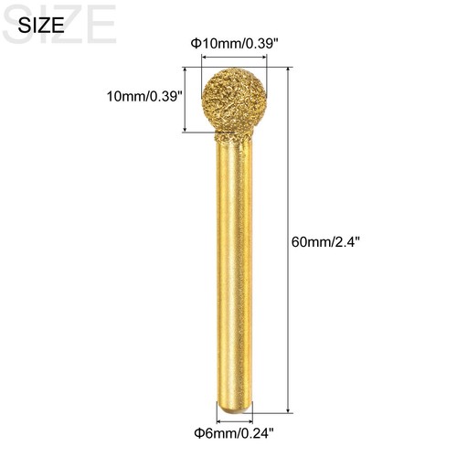 5Pcs Diamond Mounted Point 10mm Brazed Grinder Spherical Head Grinding ...